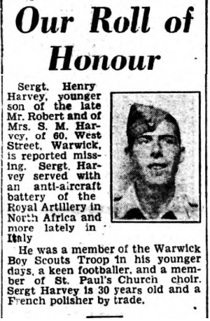 Harvey, Henry Ernest – Warwick War Memorial